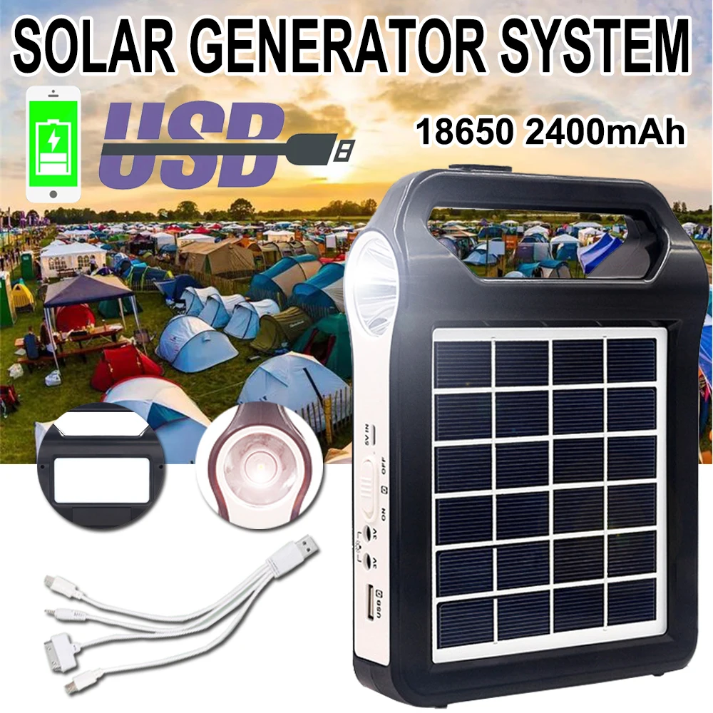 Solar Generator System Portable Solar KIit with 2400mAh 18650 Battery ...