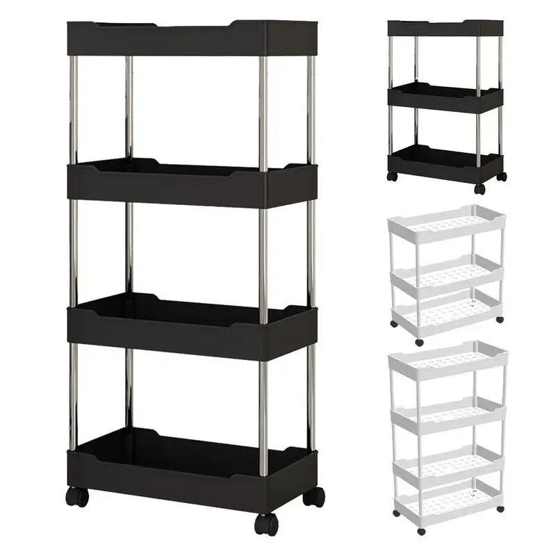 Storage Organizer With Wheels 3/4 Tier Organizer Utility Cart With ...