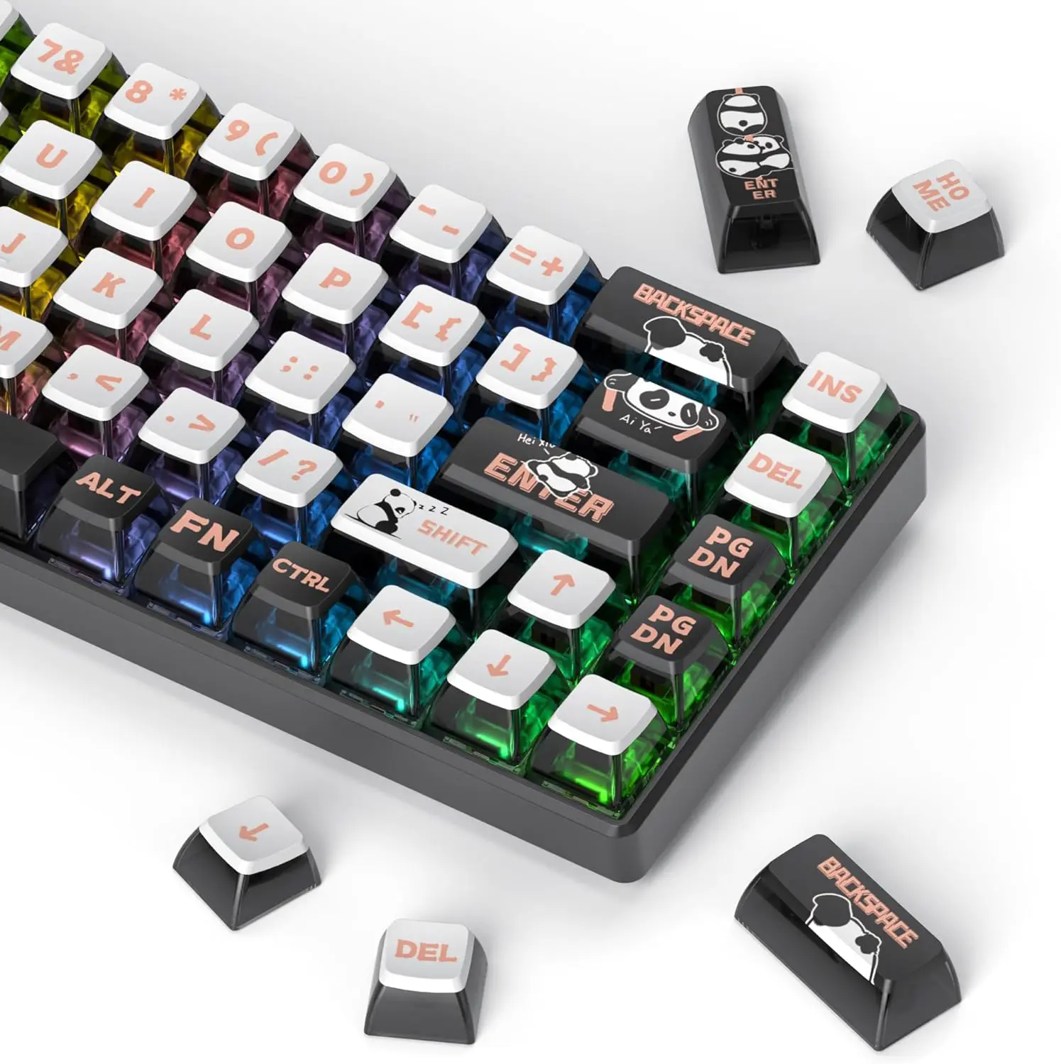 116-Keys-Transluscent-Panda-Keycap-Pudding-PBT-ASA-PC-Layer-Dye-Sub ...