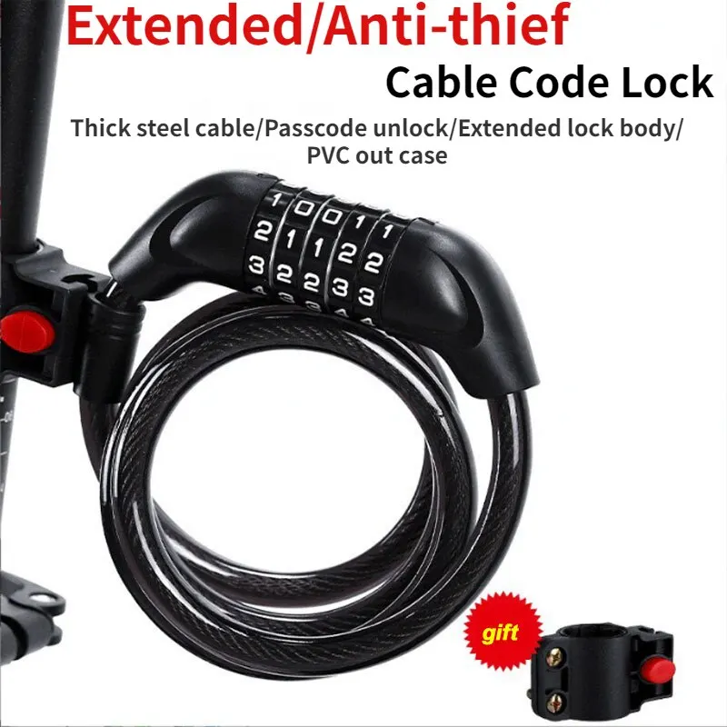 Bicycle-5-Digit-Code-Cable-Lock-1200mm-12mm-Anti-theft-Bike-Password ...