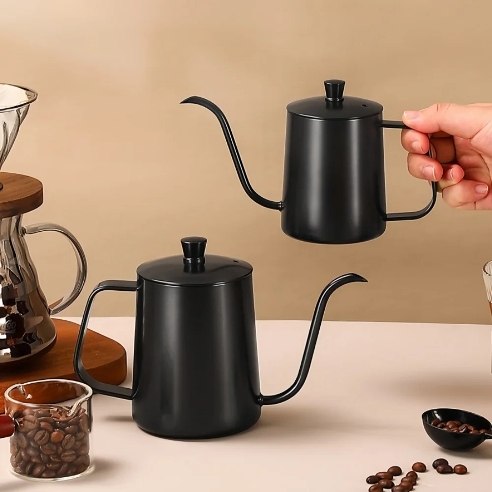 Thickened Stainless Hand Drip Coffee Hot Water Pot with Lid Gooseneck ...