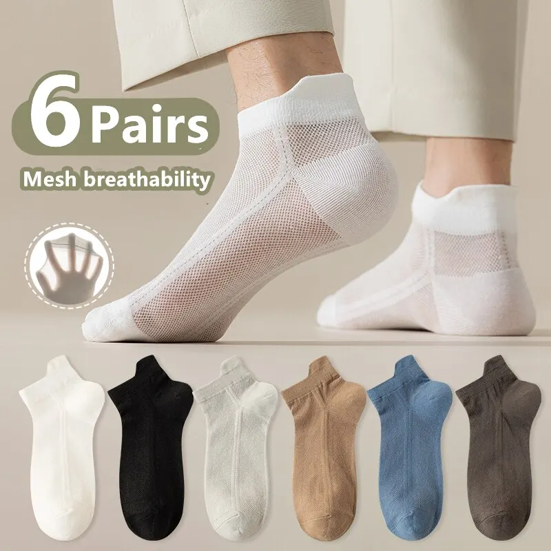 6 Pairs Cool and Breathable Mesh Socks for Men Summer Athletic Short ...