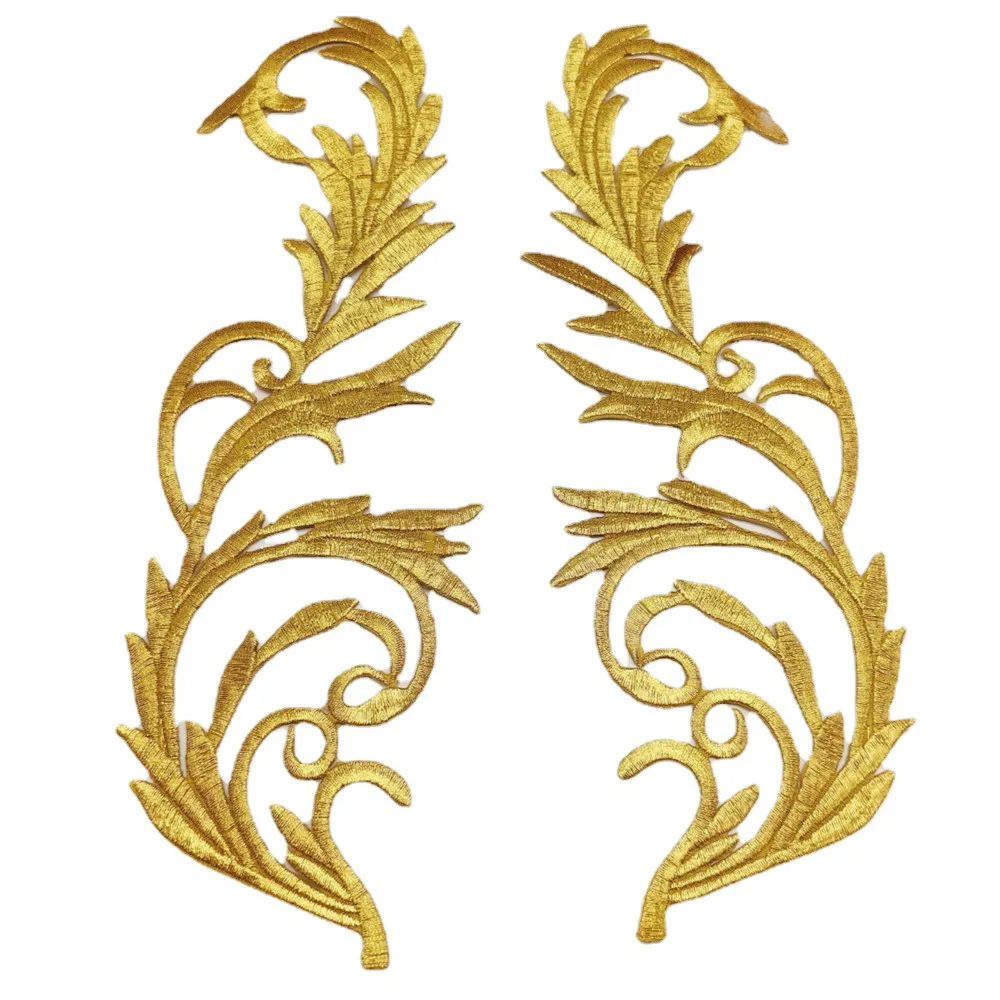 Parche-bordado-dorado-para-planchar-apliques-de-flores-para-ropa-Punk ...