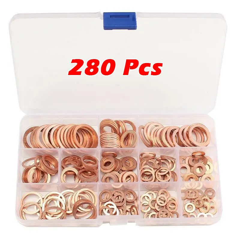 280Pcs-M5-M20-Solid-Copper-Washer-Set-for-Tap-Plumbing-Garage-Engine ...