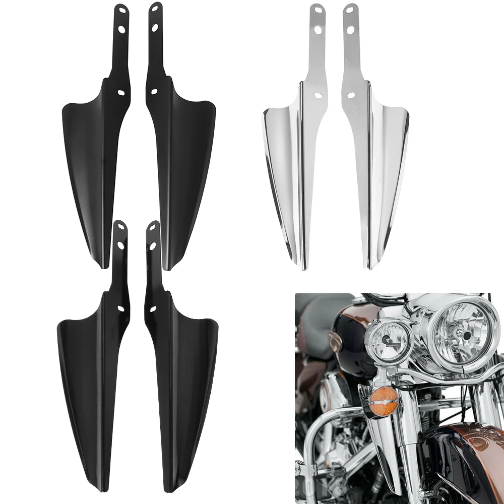Motorcycle Chrome/black Fork Front Wind Baffle Windshield Deflector ...