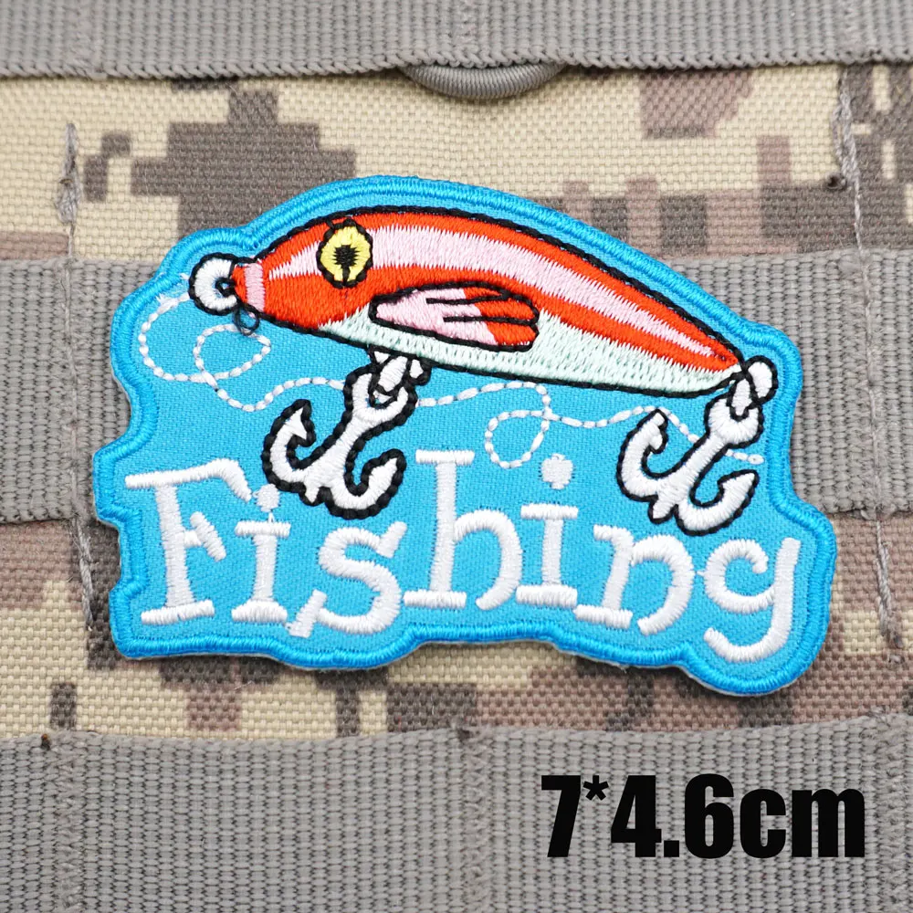 FISHING Military Tactical Embroidered Patches Armband Backpack Badge ...
