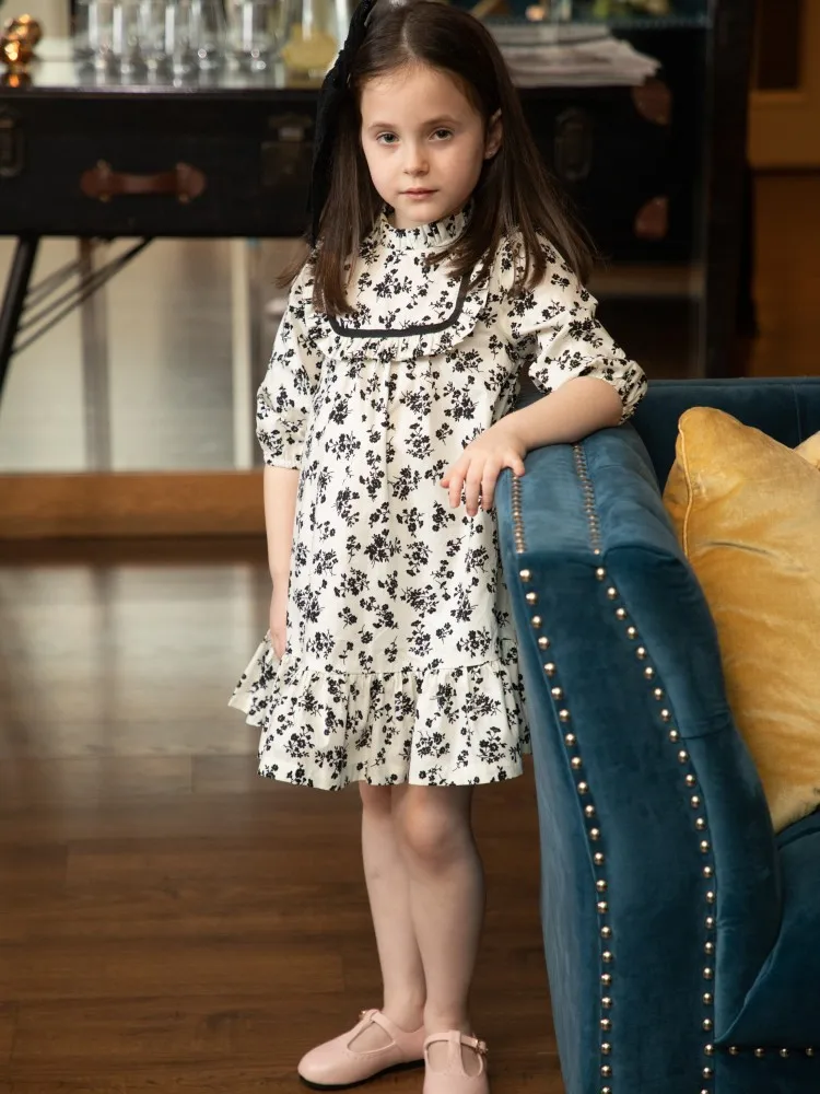 2023 Shabbos Brother Sister Mathcing Clothes Girls Black Flora Cotton ...