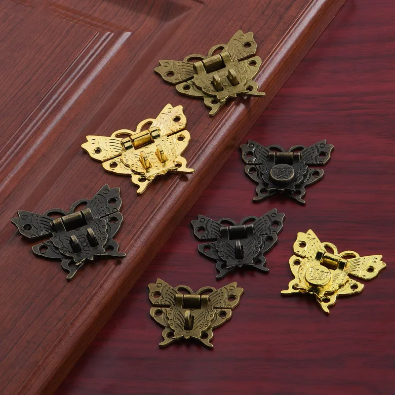Vintage-Butterfly-Lock-Antique-Bronze-Hasp-Latch-Upscale-Jewelry-Wooden ...