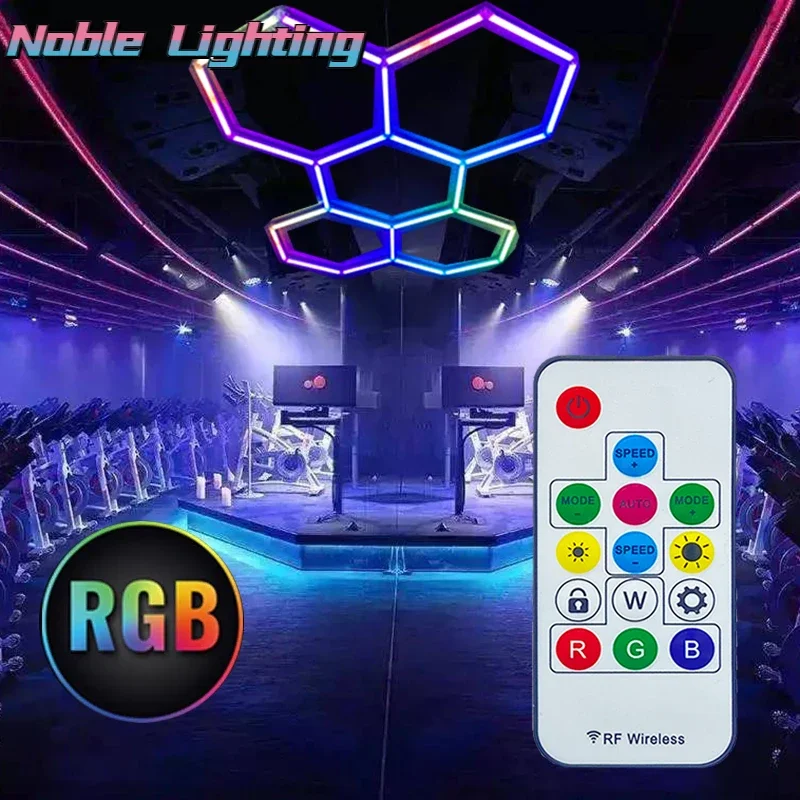 RGB-Hexagon-Led-Lights-Garage-Entertainment-Decoration-Special-Effect ...
