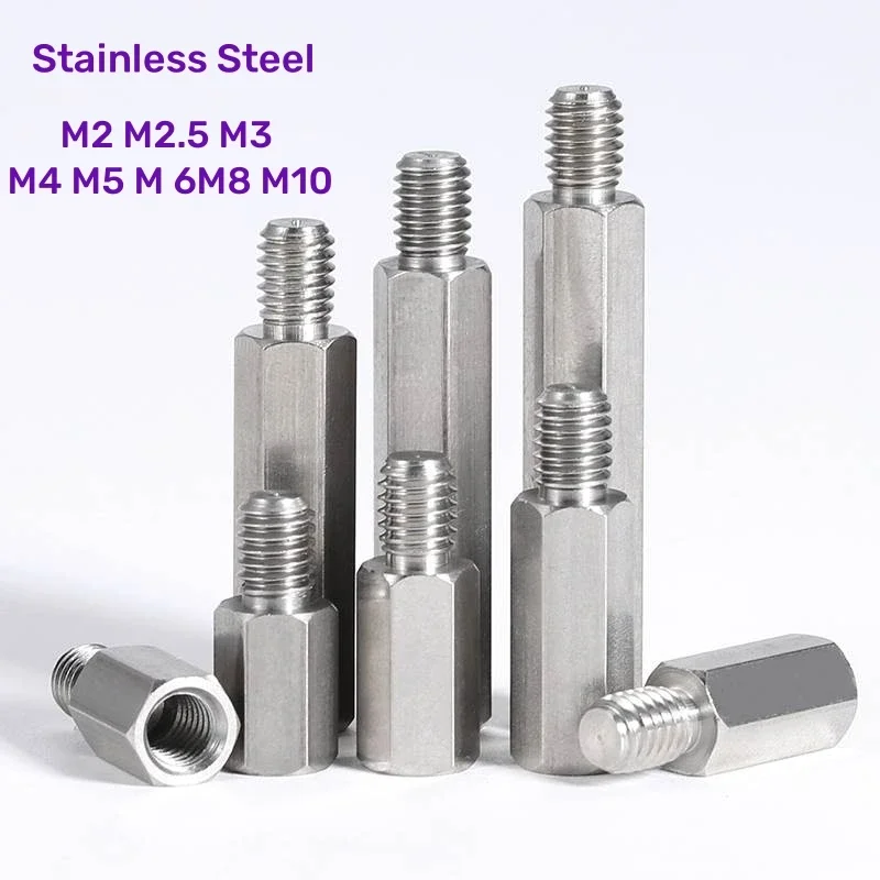 M2-M2-5-M3-M4-M5-M-6M8-M10-Hex-Stainless-Steel-Spacing-Screws-Threaded ...