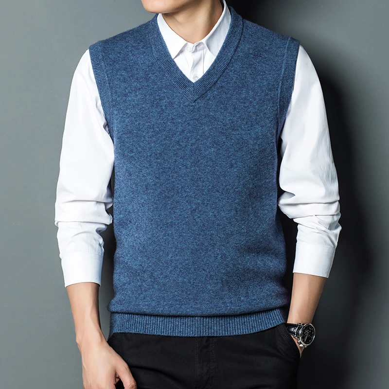 9-Colors-Men-Thick-Wool-Knit-Vest-Classic-Style-Business-Fashion-Solid ...