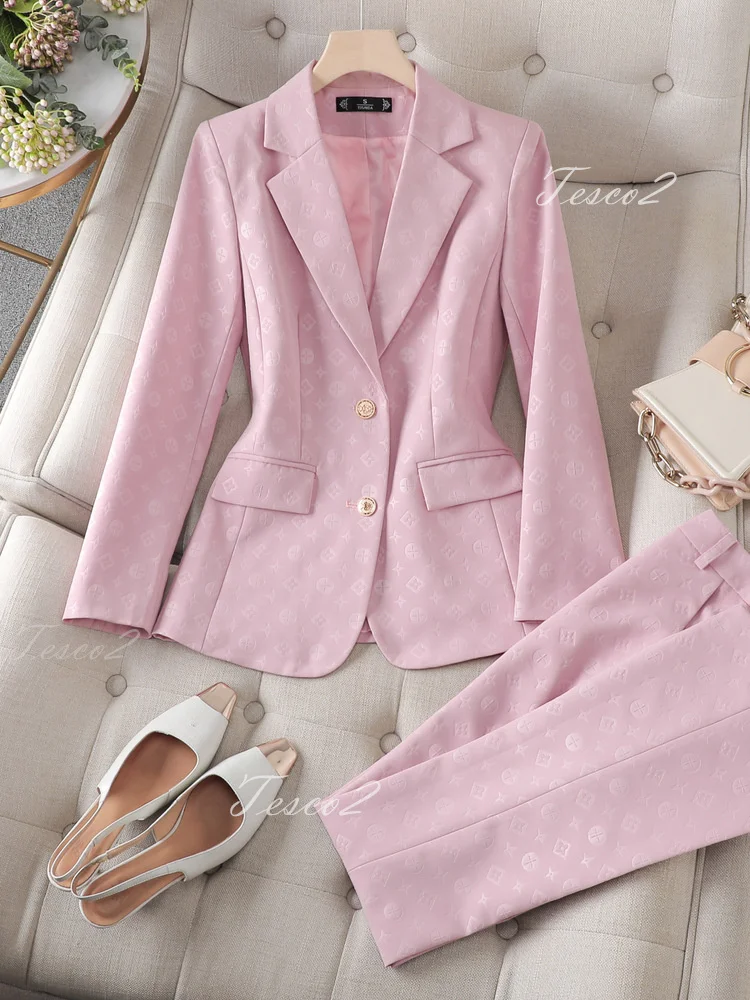 Tesco-Pink-Pantsuit-profissional-para-mulheres-terno-blazer-cal-as ...