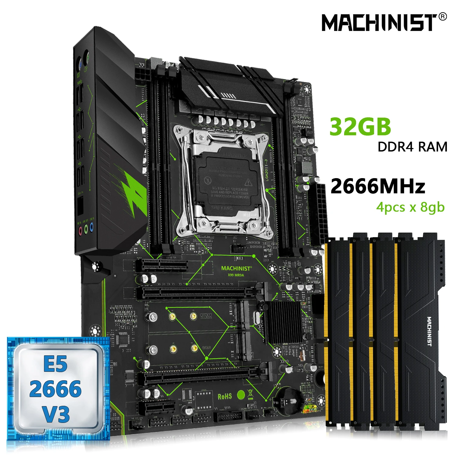 Machinist X99 Mr9a Pro Motherboard Combo Set Kit With Xeon E5 2666 V3