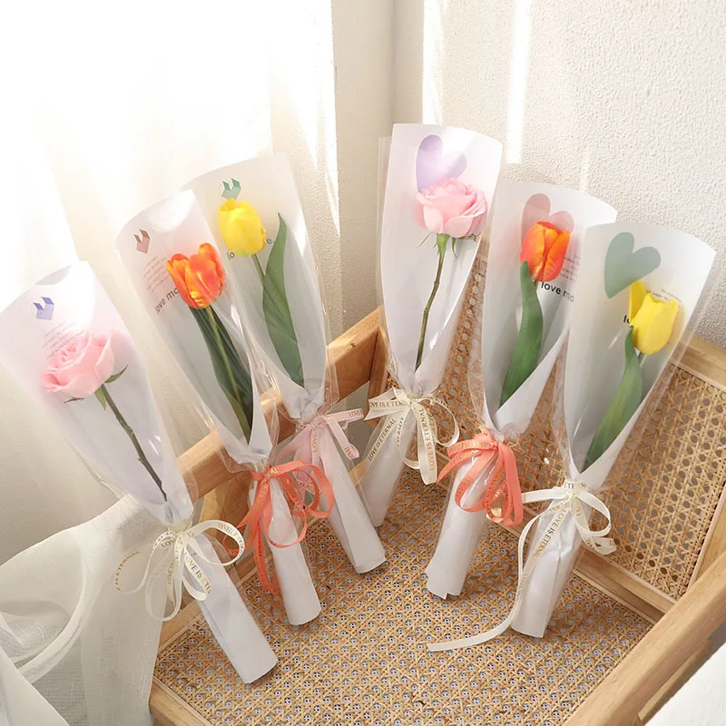 10pcs-Single-Rose-Plastic-Bag-Transparent-Flower-Bouquet-Wrapping-Bag ...