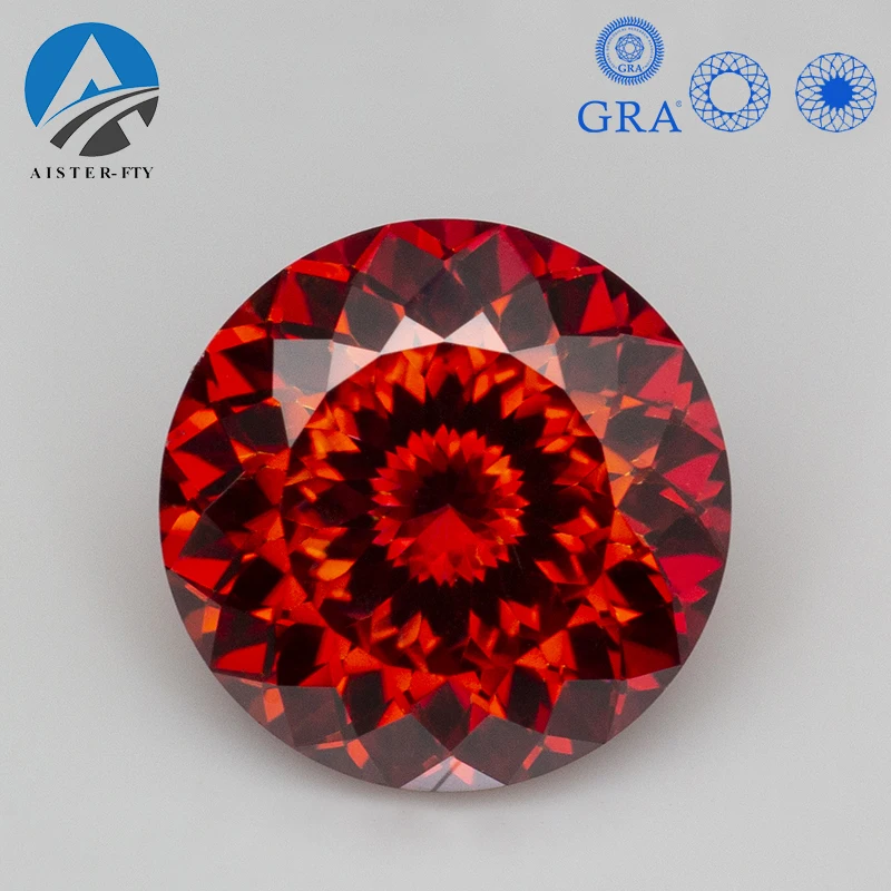 Red Garnet Color Moissanite Loose Stone 100 Faces Cut Russain Cut ...