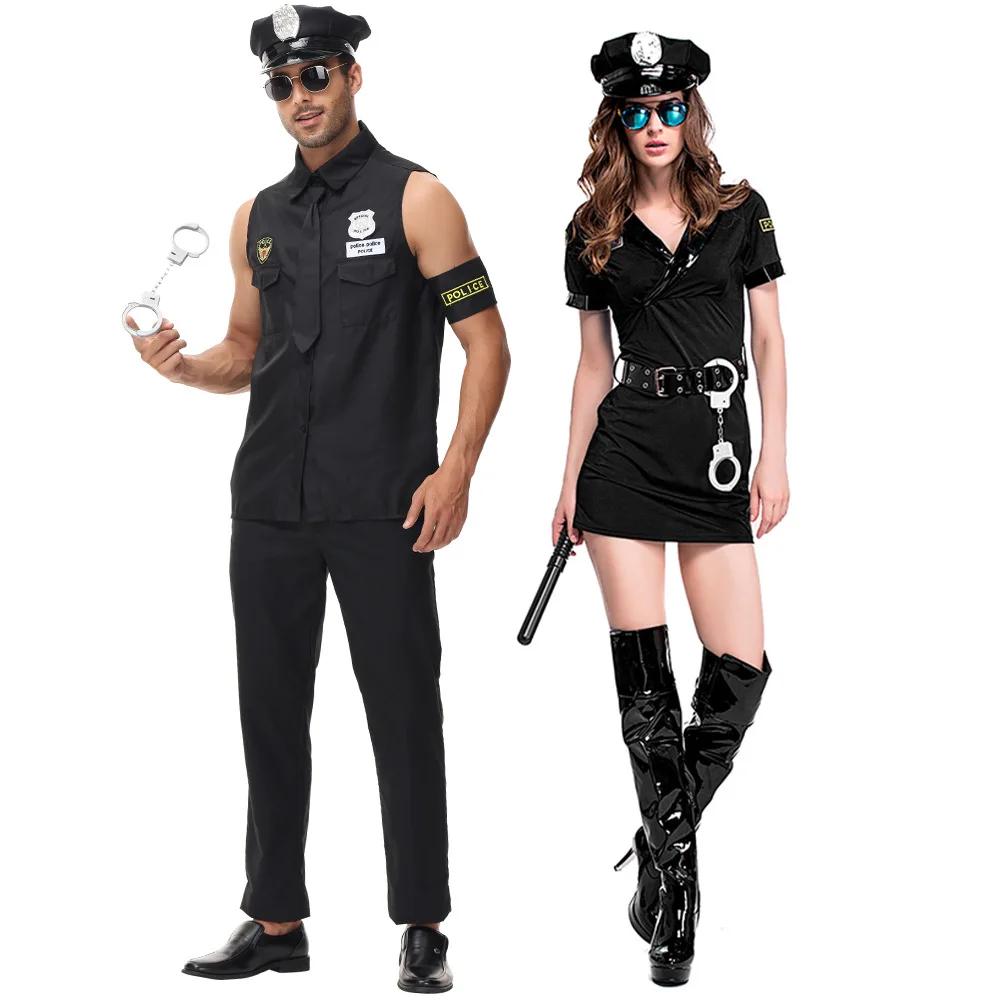 Couple-Cop-Costumes-for-Halloween-Adult-Carnival-Party-Police-Officer ...