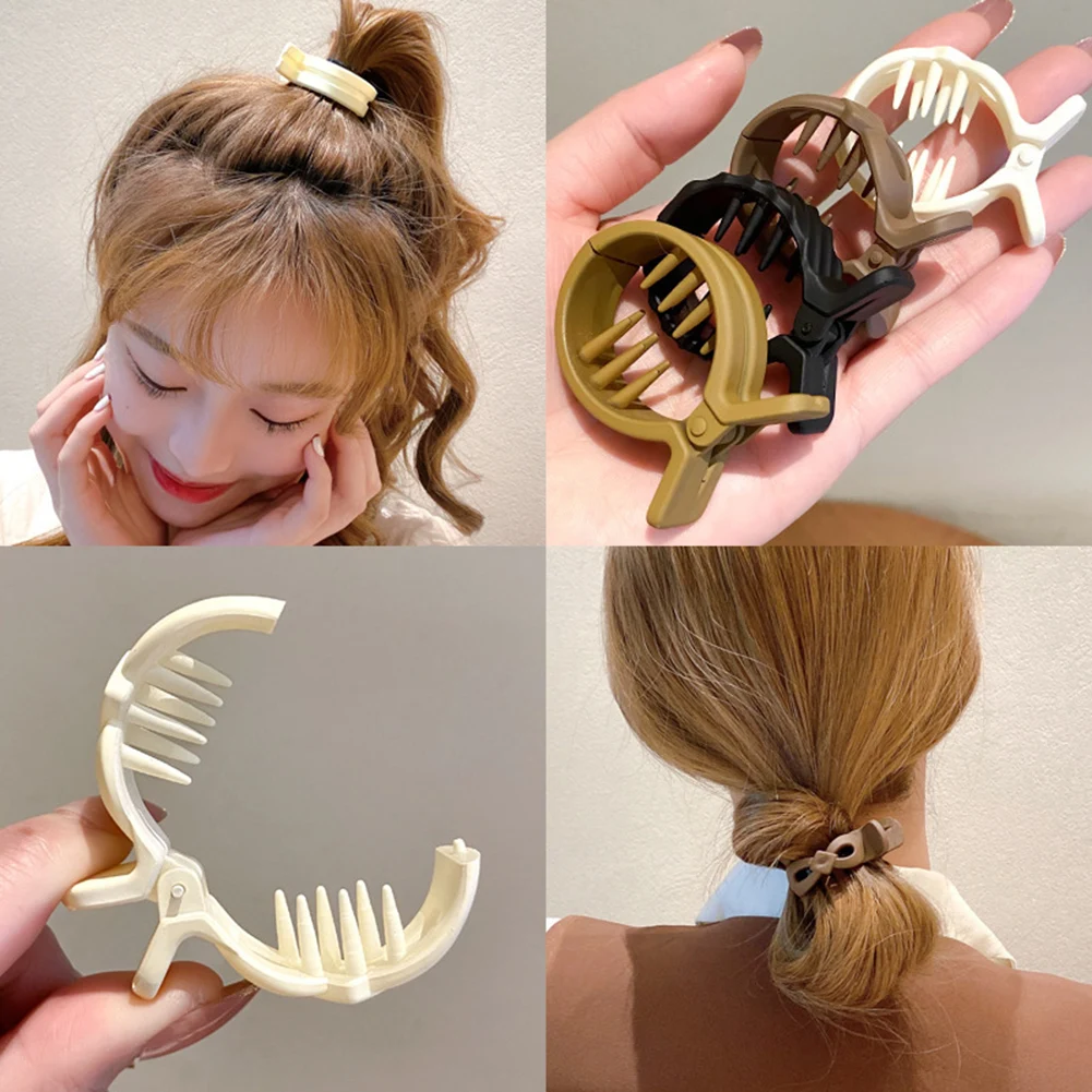 2022 New Milk Coffee Round Hairpin Female Net Red High Ponytail Clip ...