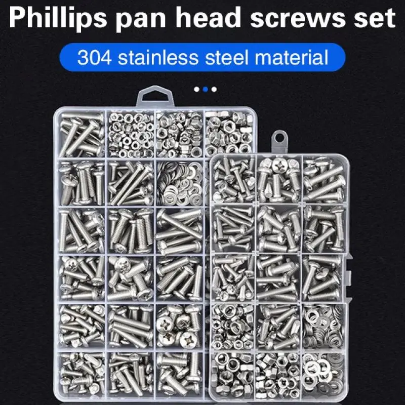 M3-M4-M5-M6-Phillips-Pan-Head-Screws-Set-304-Stainless-Steel-Self ...