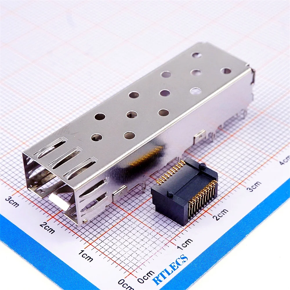 2-5-20-Pcs-SFP-Cage-1x1-Press-Fit-Solder-PCB-Right-Angle-Through-Holes ...