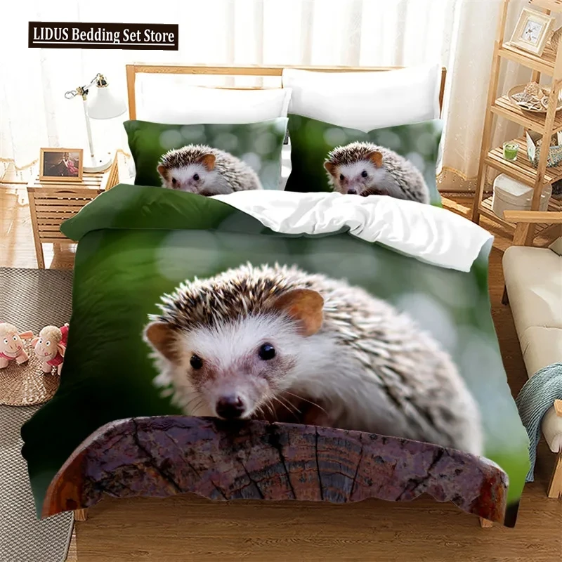 Hedgehog-Bedding-Set-Cute-Kawaii-Wildlife-Comforter-Cover-With ...