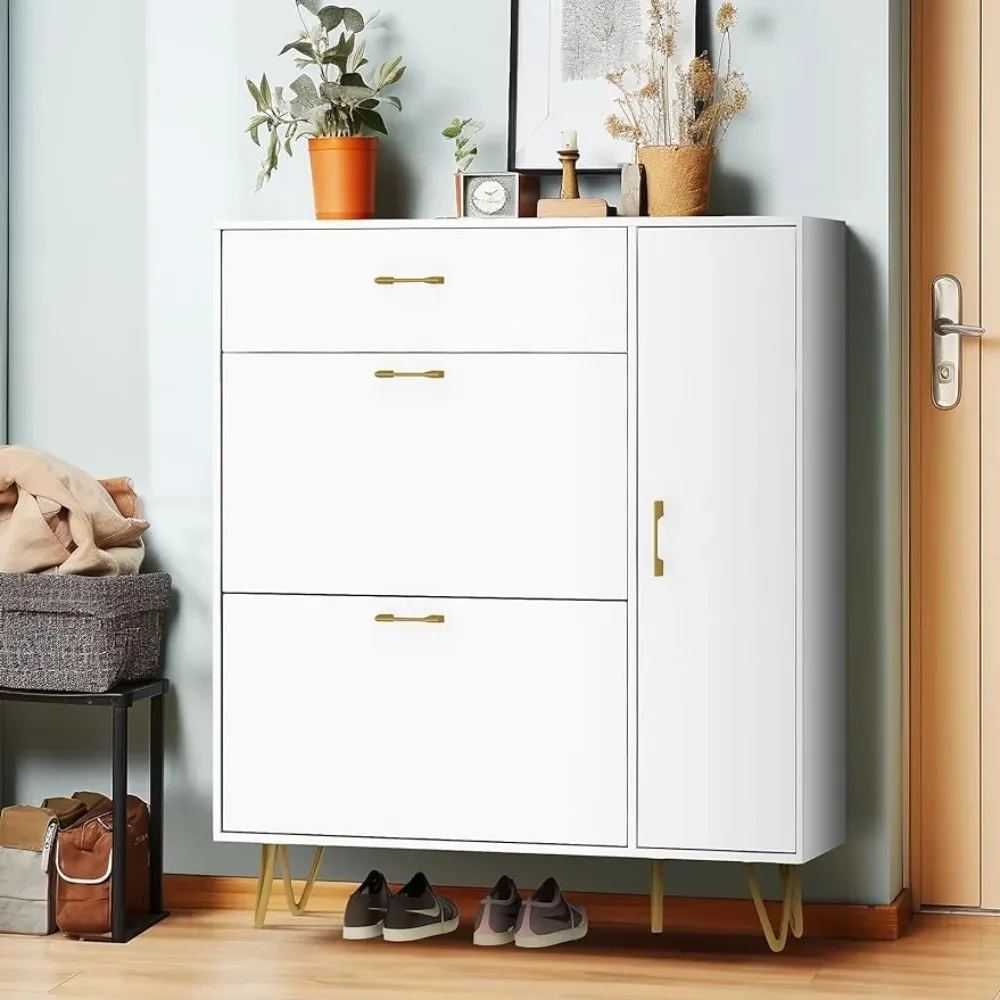 Shoe-cabinet-freestanding-storage-cabinet-with-2-flip-out-drawers-and-1 ...