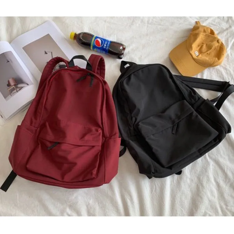 Backpacks-Women-Solid-Black-Large-Capacity-Backpack-Trendy-Harajuku ...