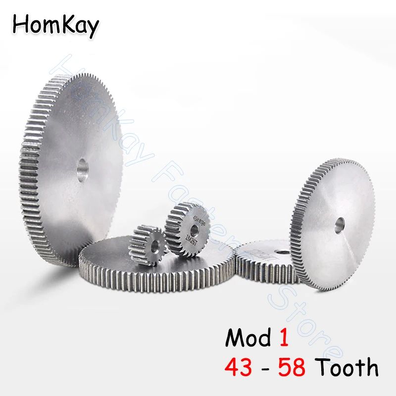 Mod 1 Spur Gear 43T-58T Metal Transmission Gears 45# Steel Thick 10mm ...