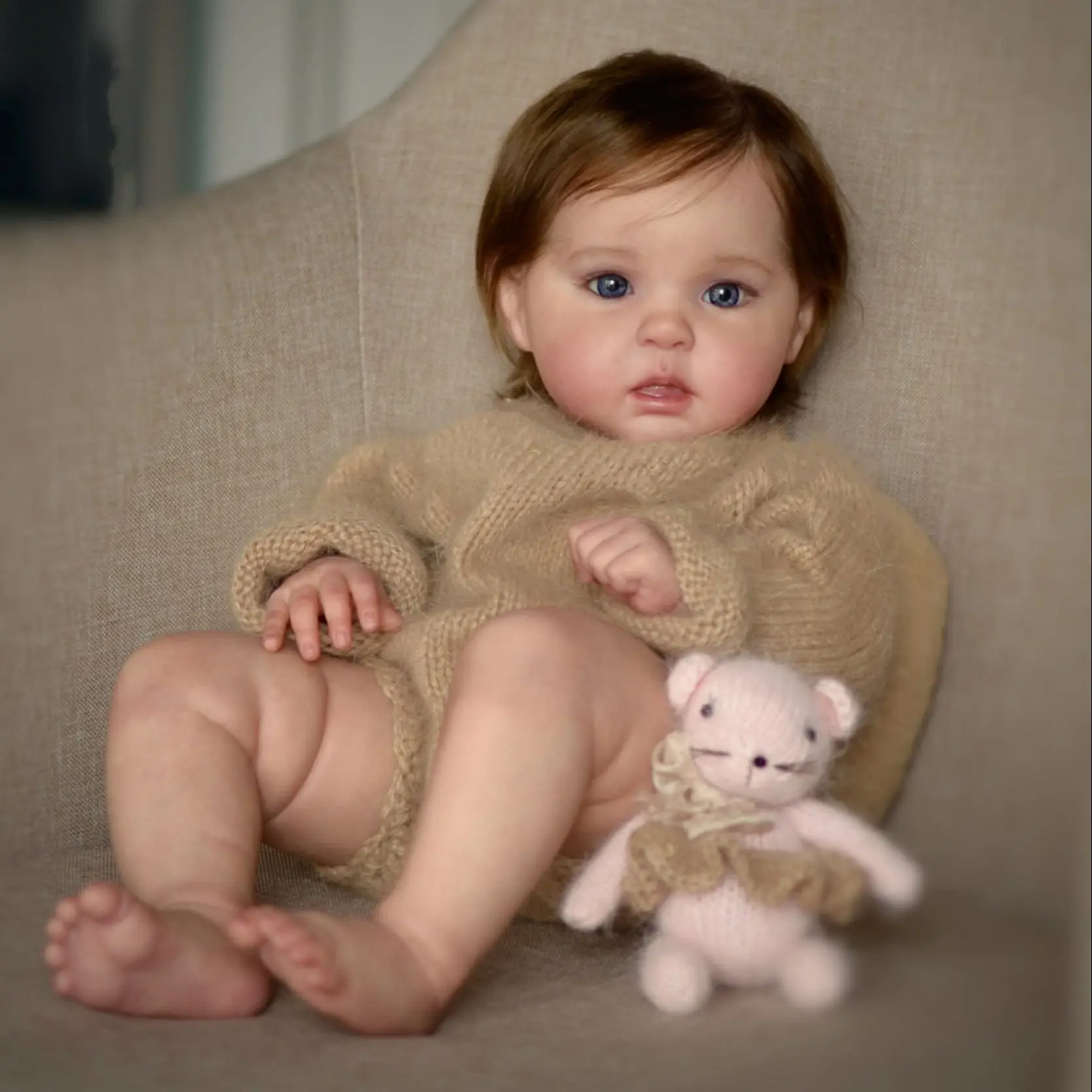 50 CM 3D Skin Tone Visible Veins Soft Silicone Reborn Baby Doll Toy For ...