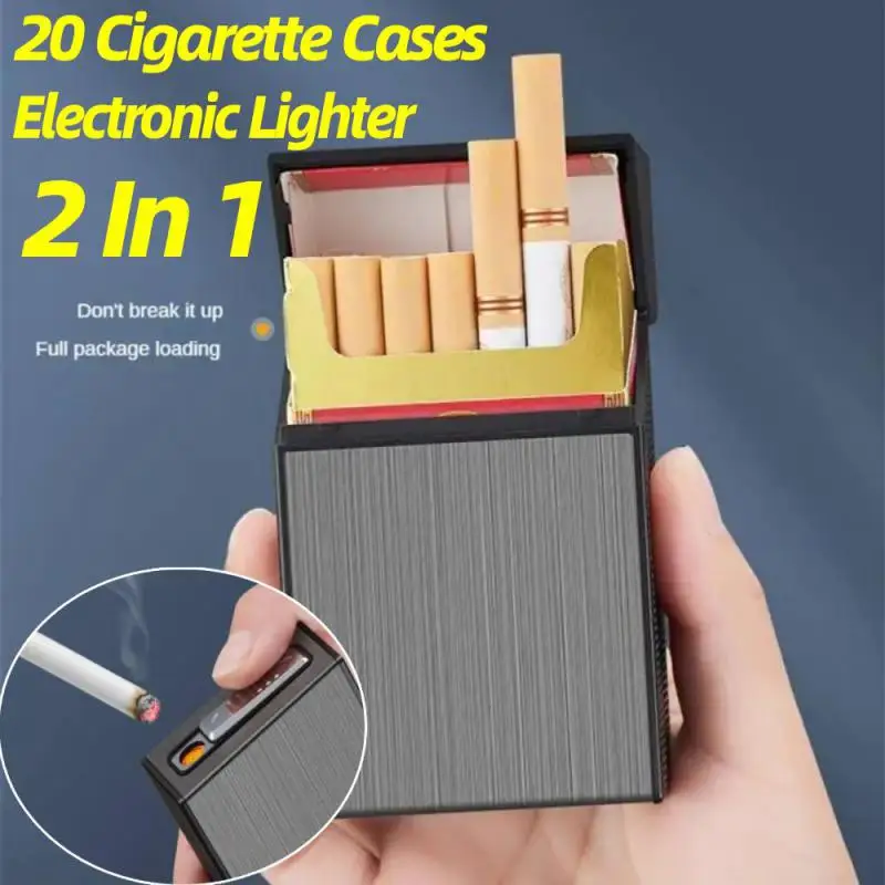 20-Thick-Cigarette-Case-Tungsten-Wire-Igniter-USB-Charging-Lighter ...