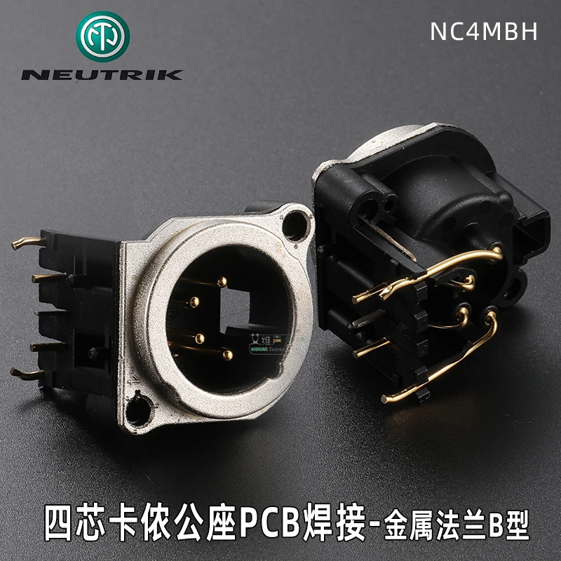 NEUTRIK-4-Pin-XLR-PCB-Chassis-Connector-A-B-Series-Metal-Flange-Male ...