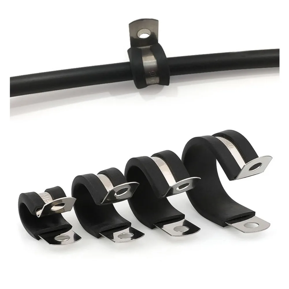 Rubber-Lined-Clips-Wiring-Hose-Clamp-High-Quality-R-type-Pipe-Bracket ...