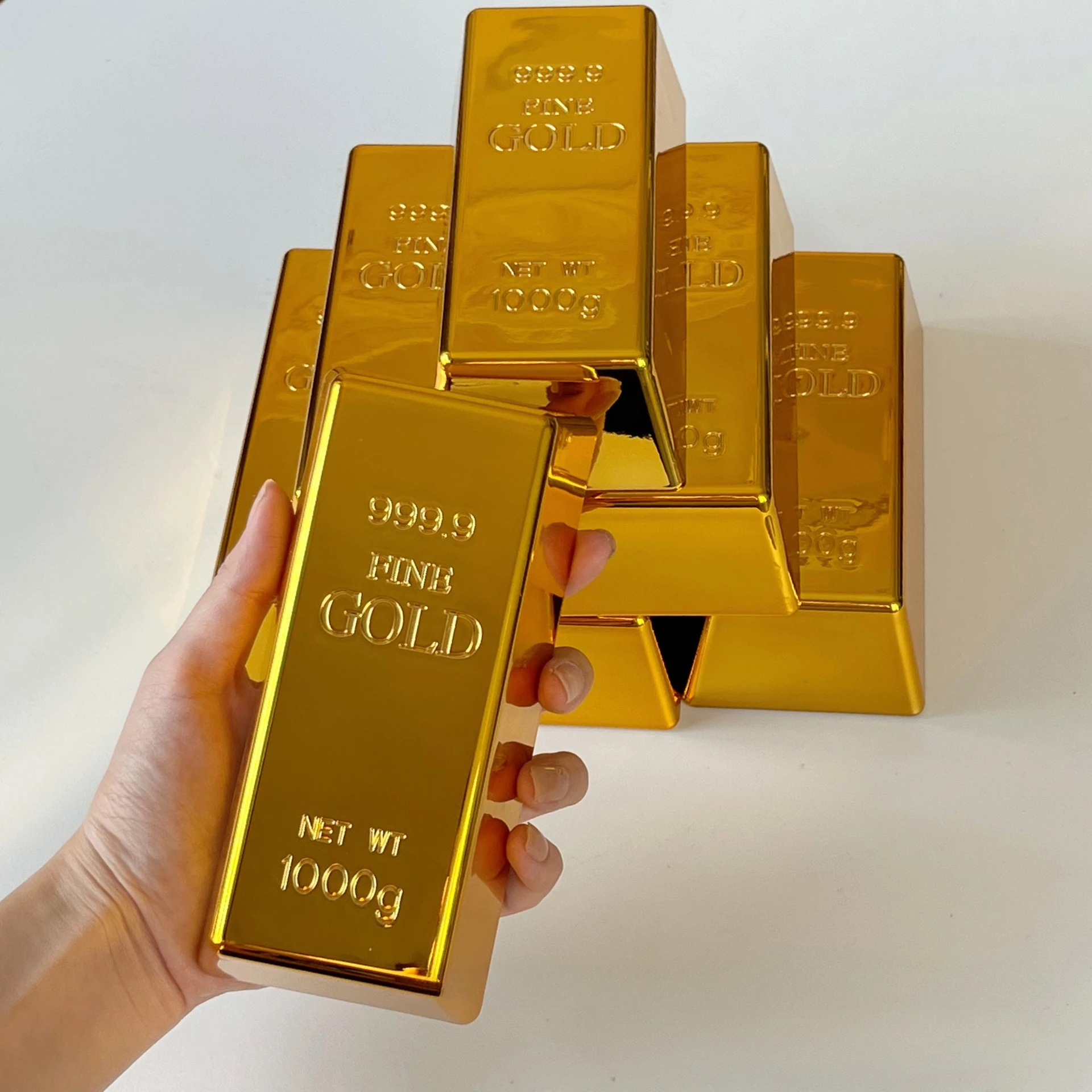 Plastic Electroplated Hollow Gold Bricks Gold Bars Props Ornaments Gold ...