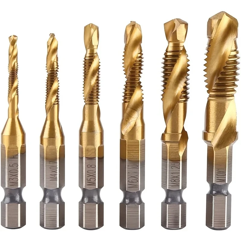 6pcs-Titanium-Drill-Tap-Combination-Bit-Set-Metric-Thread-M3-M4-M5-M6 ...