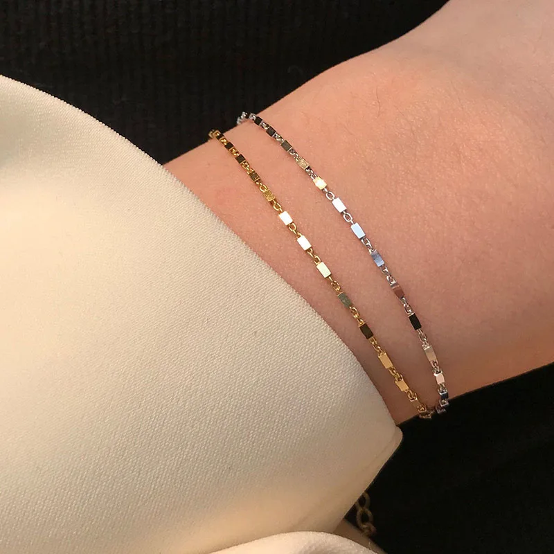 New-925-Sterling-Silver-Square-Bracelet-Geometric-Shape-Charms ...