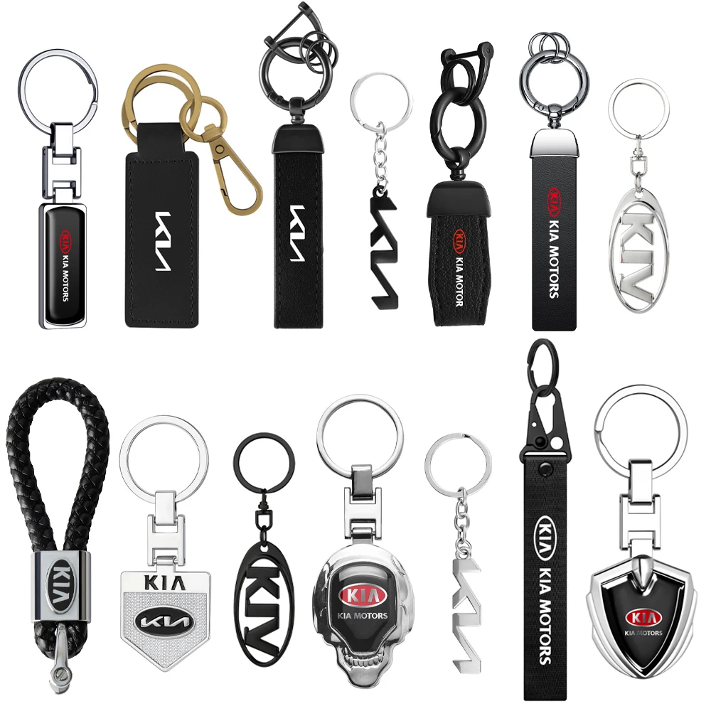 Car Metal Keyring Key Chain Leather Key Case Braided Rope Key Sticker ...