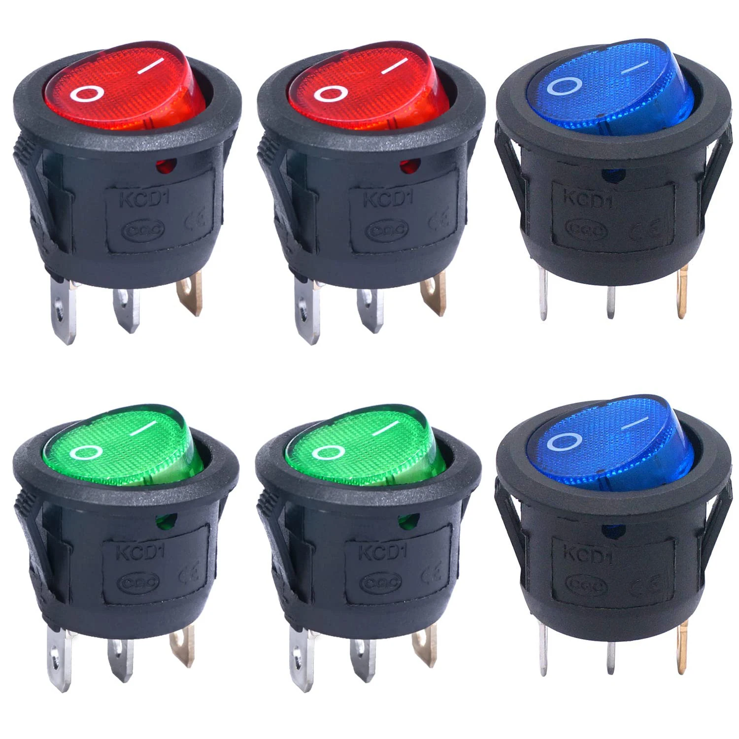 10Pcs-Snap-in-AC110-120V-Lighted-Round-Rocker-Switch-Illuminated-Boat ...