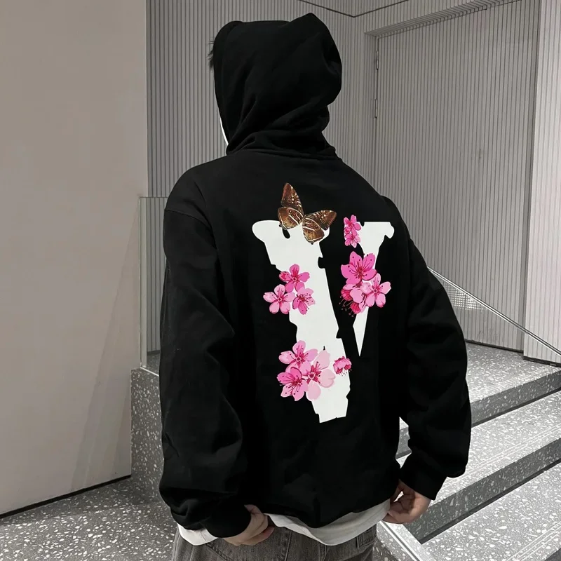 High-quality-Vlone-Laver-Floral-Men-s-Hooded-Sweatshirt-Loose-Fit ...