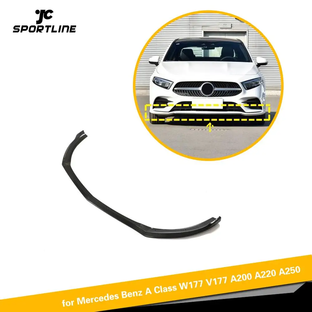 Carbon Fiber Front Bumper Lip Spoiler For Mercedes Benz A Class W177 ...