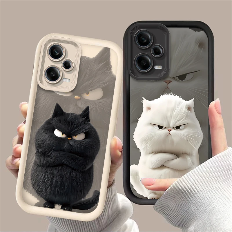 Cute Black White Cat Phone Case For Xiaomi Redmi Note 13 14 12 11 Pro ...