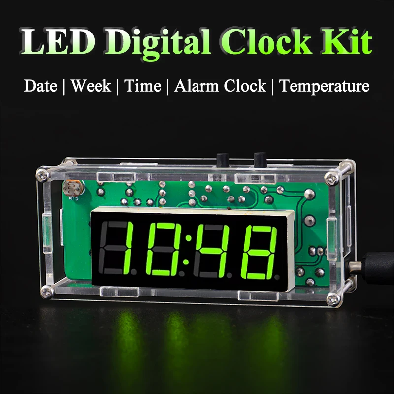 Electronic-Clock-Kit-51-Single-Chip-Microcomputer-Light-Controlled ...