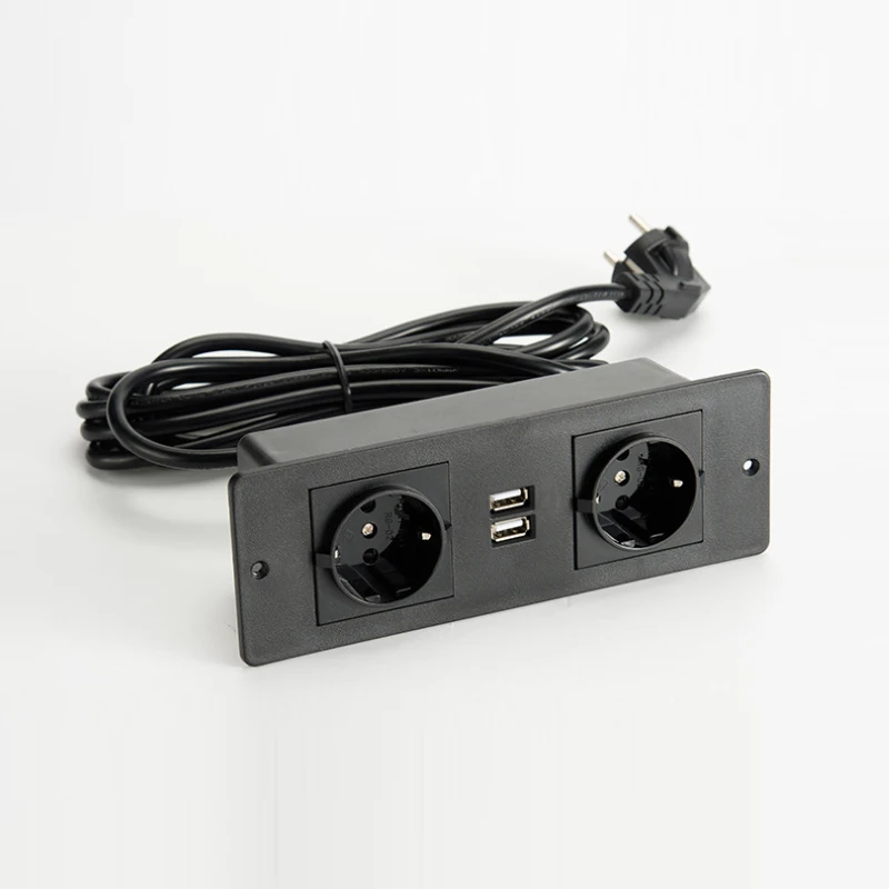 Hidden-Embedded-Desktop-Socket-2Ways-EU-Outlets-2USB-Charge-Adapter ...