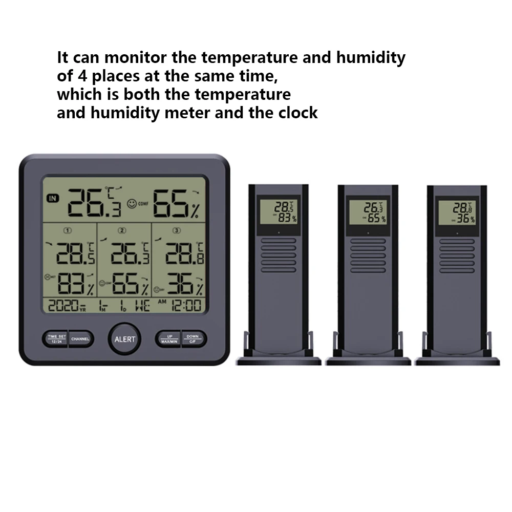 Newest-Temperature-and-Humidity-measurement-with-3-Indoor-Outdoor ...