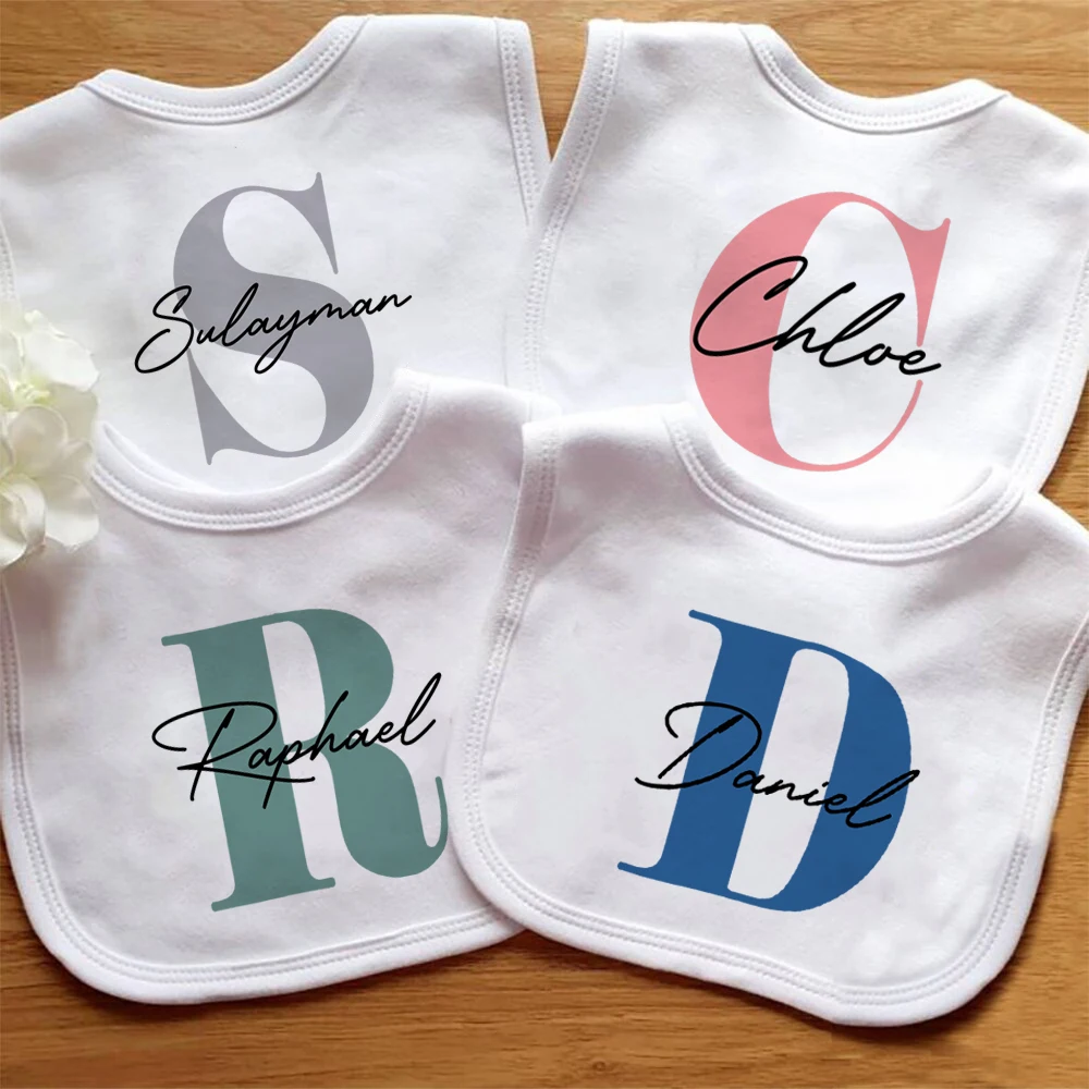 Baby-Personalised-Name-Initial-Bib-Toddler-Infant-Custom-Cotton-Bibs ...