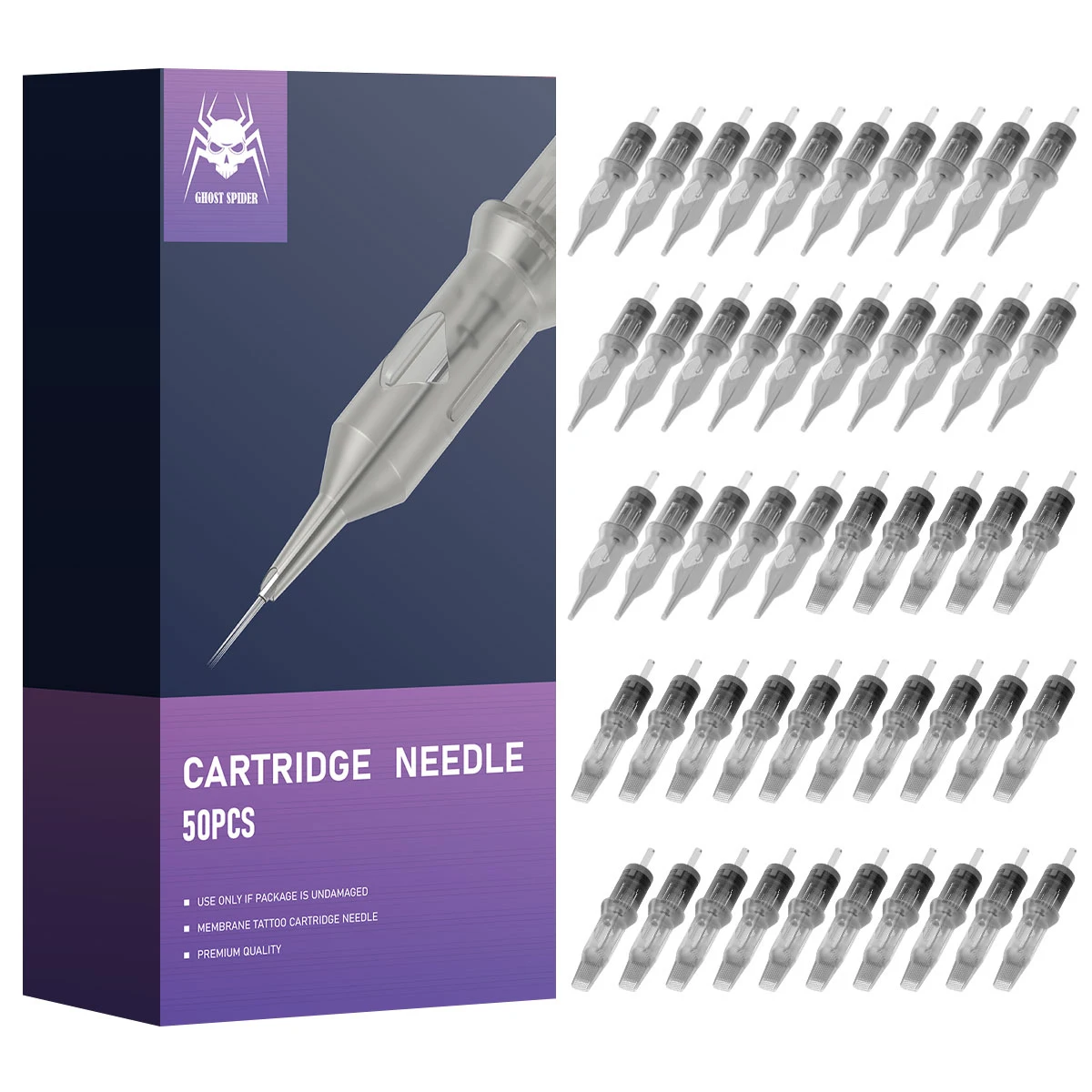 50PCS Mix Cartridge Tattoo Needles 0.30MM/0.35MM Disposable Membrane ...