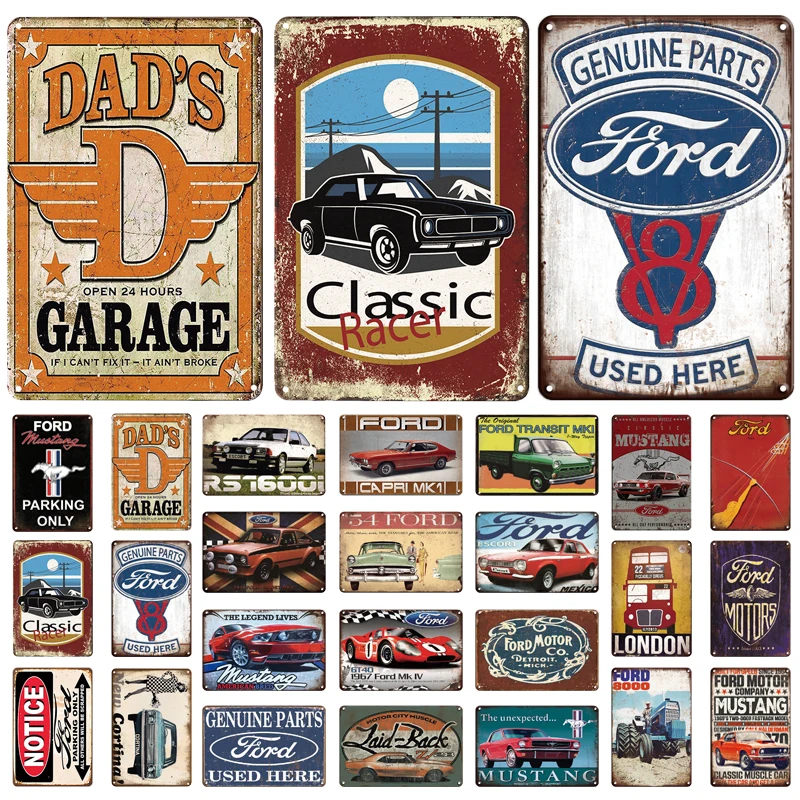 Retro-Garage-Car-Tin-Signs-Ford-Metal-Sign-Vintage-Metal-Plaque-Metal ...