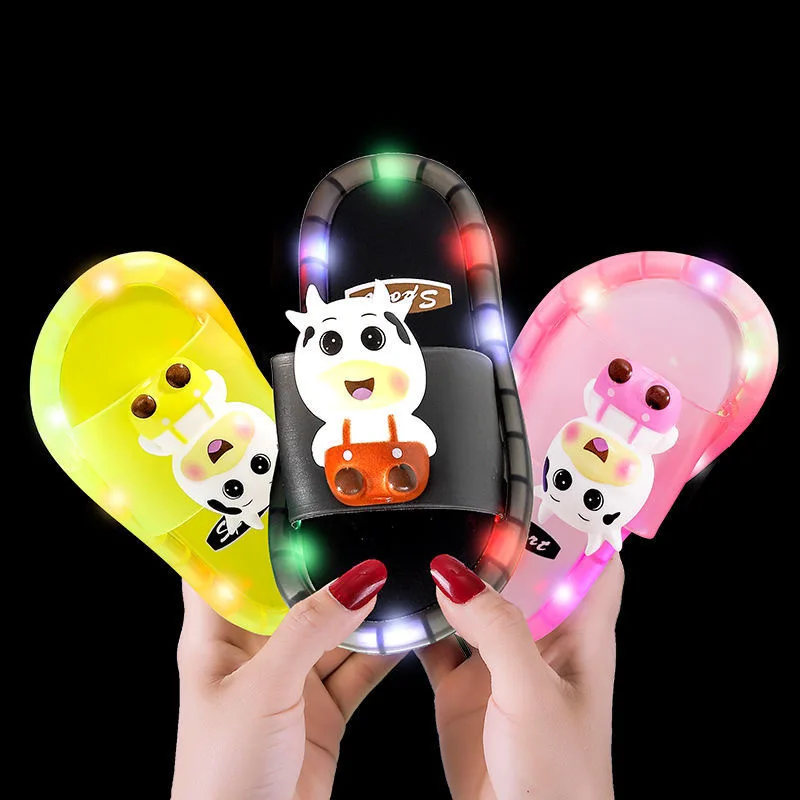 Children-s-Luminous-Slippers-Led-Light-Baby-Animals-Prints-Home-Shoes ...