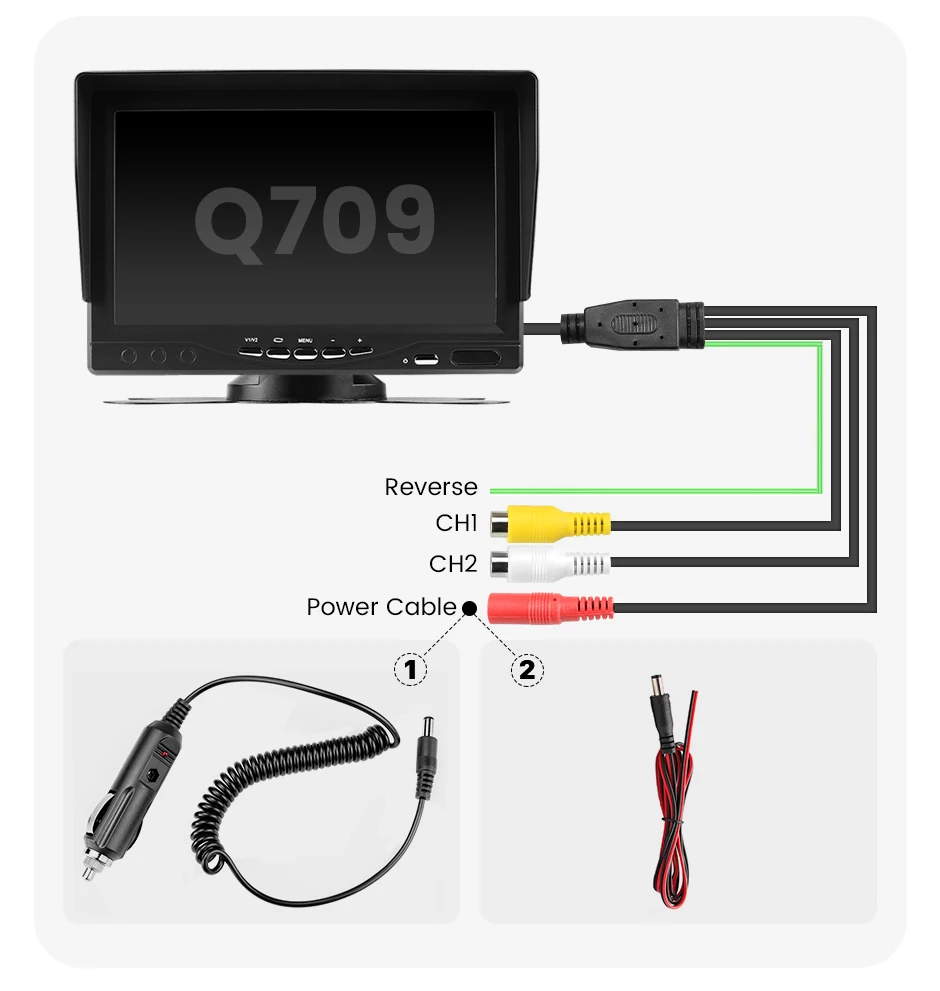 7 Inch Quantum Screen QLED AHD DVR 2CH Monitor for Trucks, Parking and ...