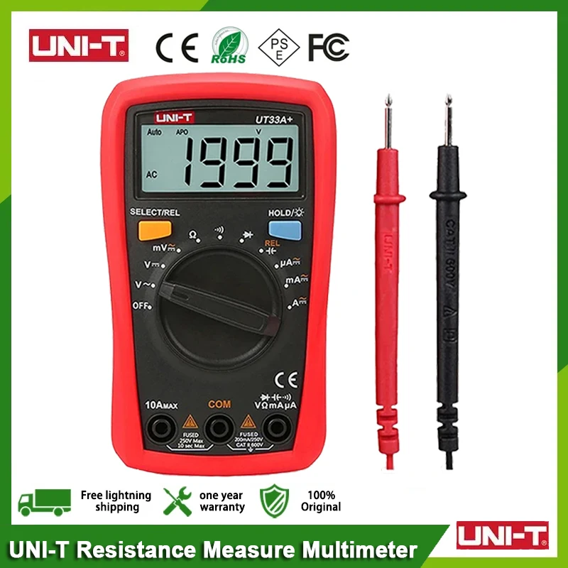 UNI-T-UT33A-Plus-UT33B-UT33C-UT33D-Multimeter-Resistance-Measure ...