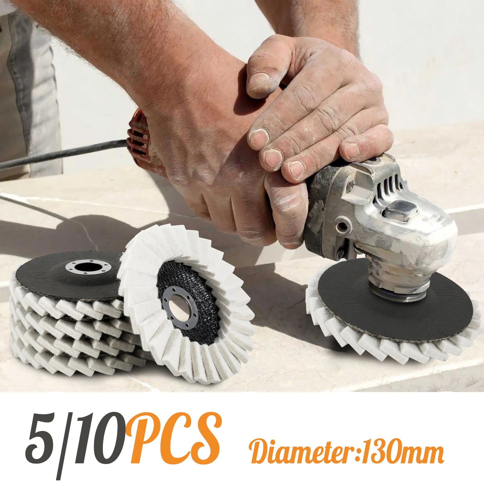 5Pcs 130 MM Polishing Wheel 5inch Wool Flap Disc Set Felt Flap ...