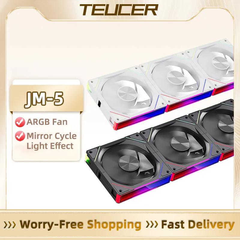 TEUCER-JM-5-Case-Fan-120mm-5V-3Pin-ARGB-Mirror-Light-Effect-Cooling-Fan ...